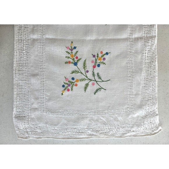 Unbranded | Accents | Vintage Floral Embroidered Pulled Thread Linen ...